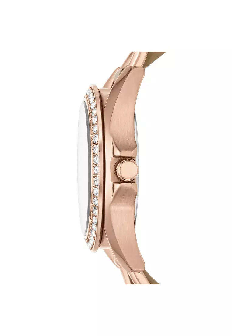 Jual Fossil Fossil Riley Multifunction Rose-Tone & Sand Leather Watch ...