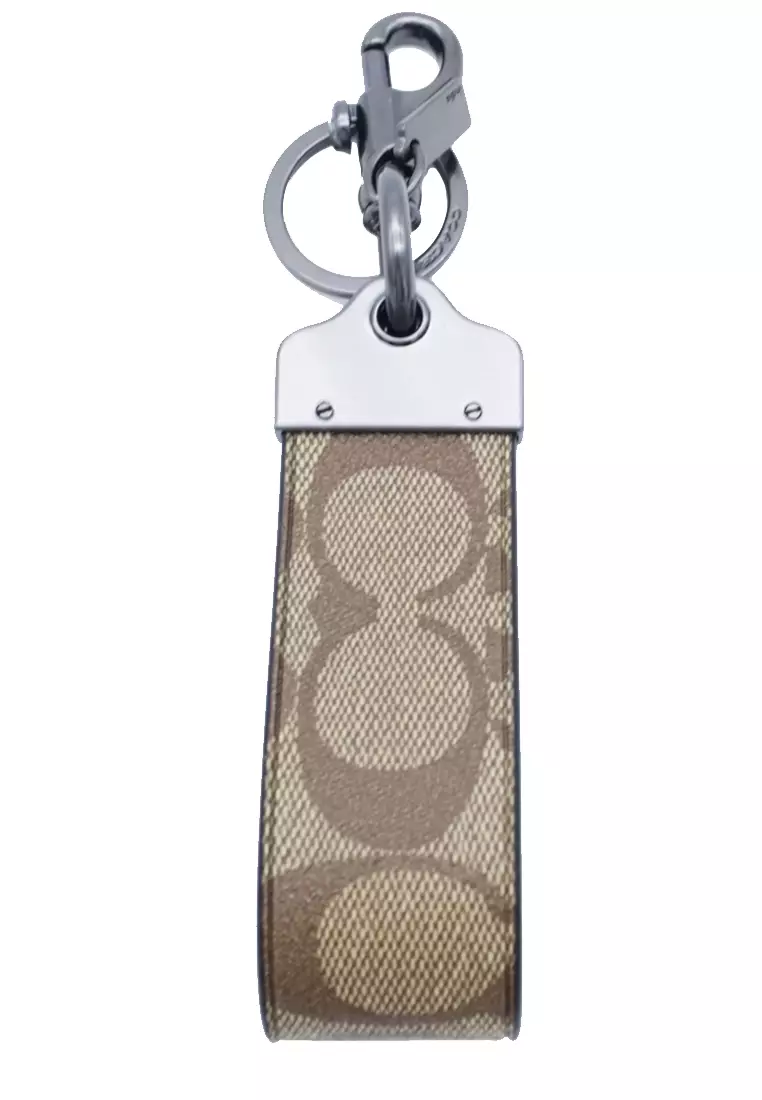 Buy Coach Loop Key Fob In Signature Canvas in Khaki CJ748 2025 Online ...
