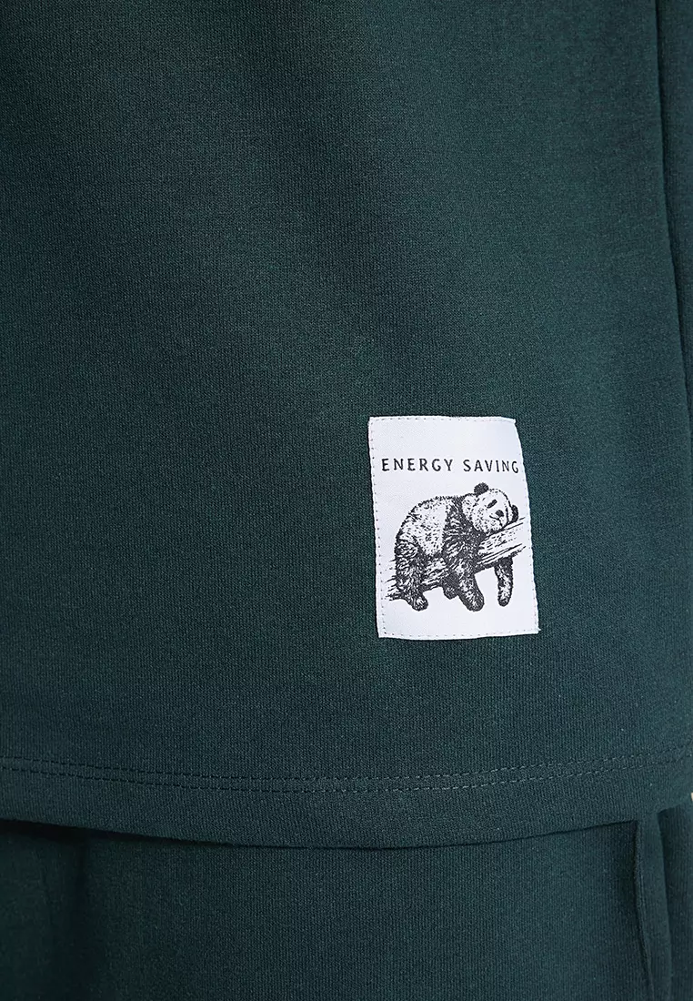 Jual Trendyol Men's Green Regular Fit Tag Detailed Knitted Pajamas Set ...