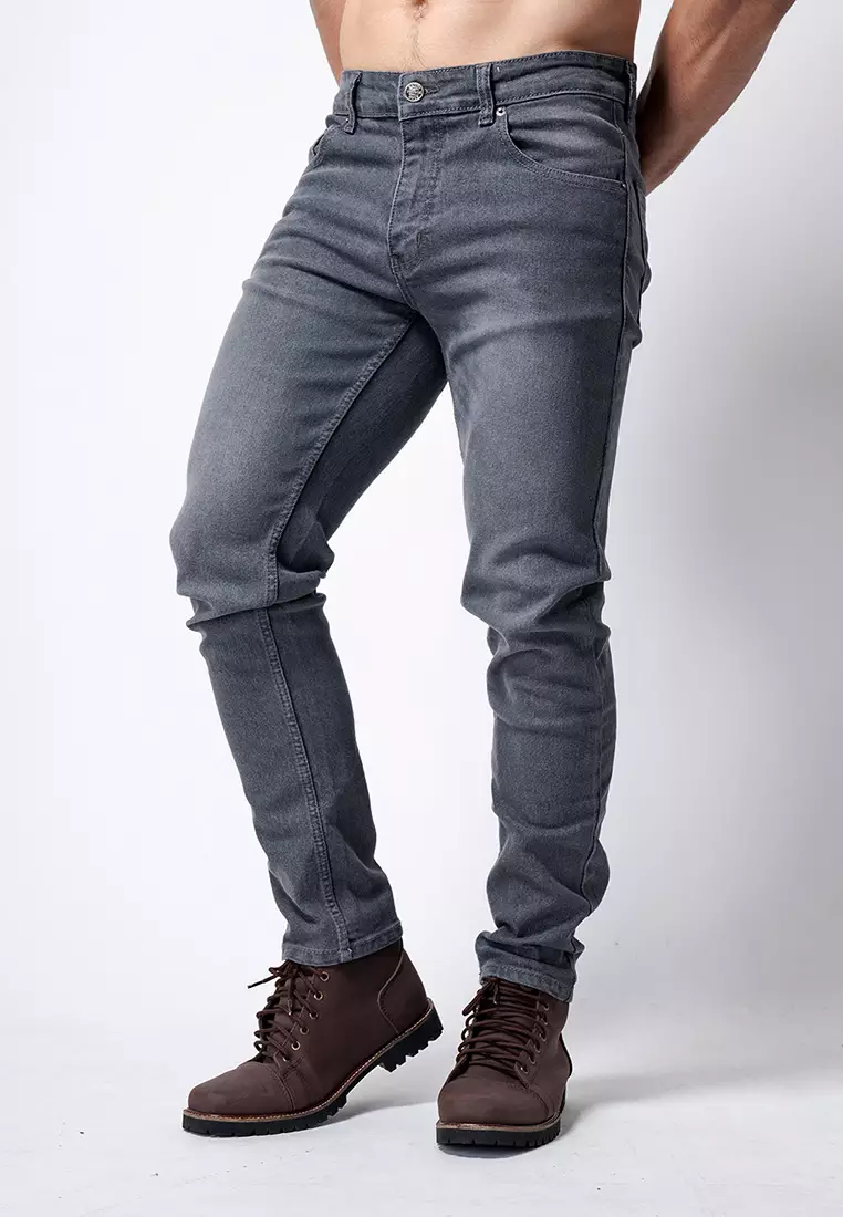 Jual VENGOZ Slim Fit Jeans Stone Grey Original 2025 | ZALORA Indonesia