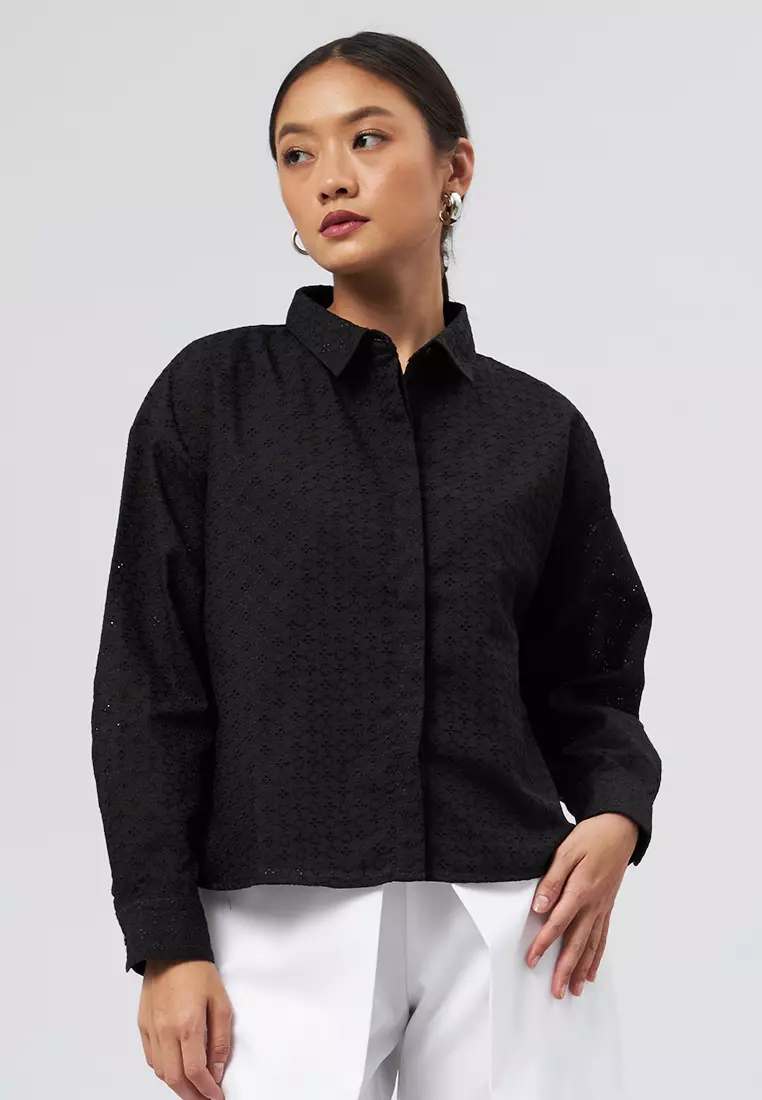 Jual Executive Long Sleeve Eyelet Blouse Original 2025 | ZALORA Indonesia