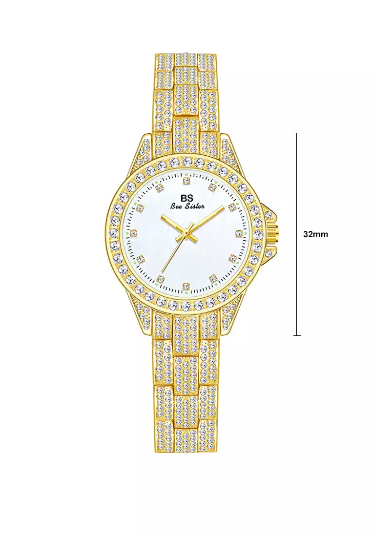 Buy Bee Sister BS Fashion Temperament Plated Gold Round Quartz Watch ...