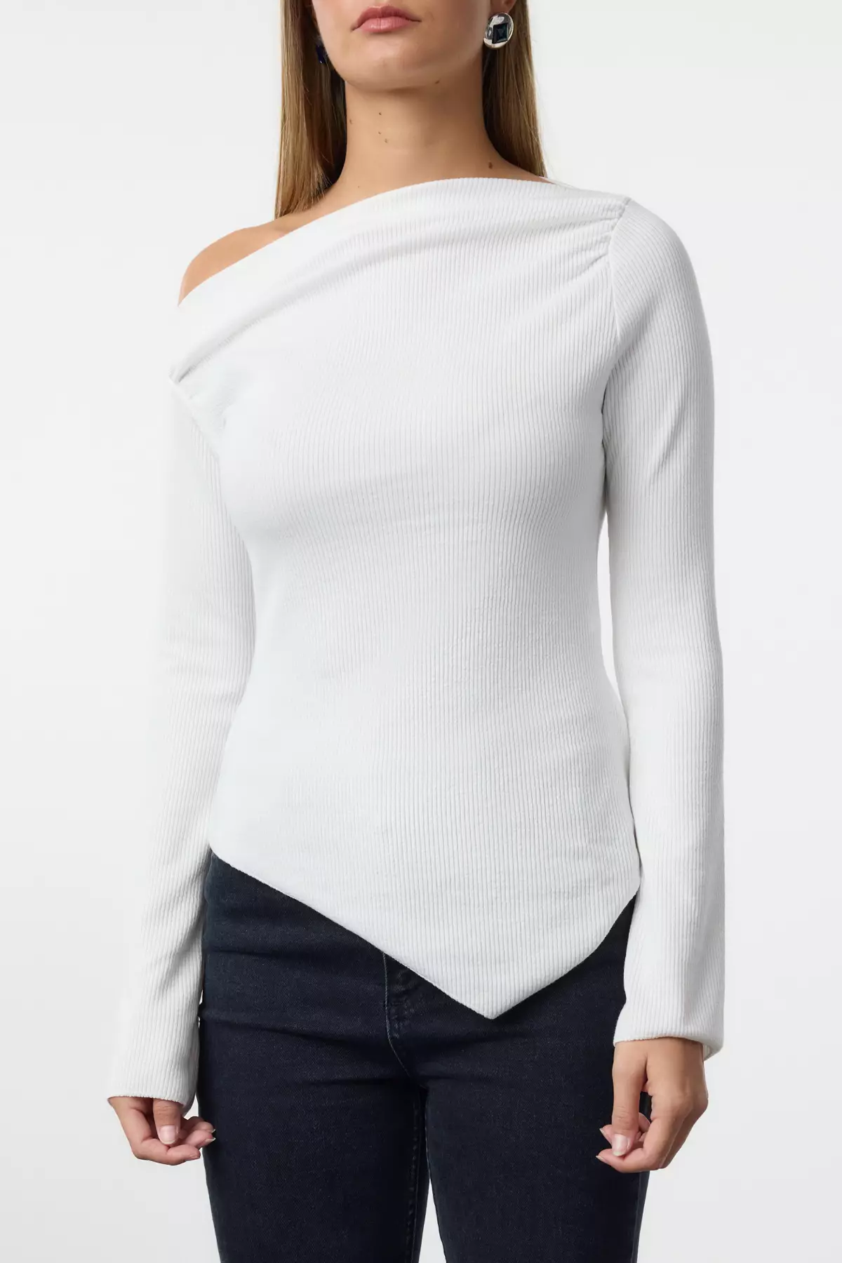 Buy Trendyol Asymmetrical Rib Blouse 2026 Online | ZALORA