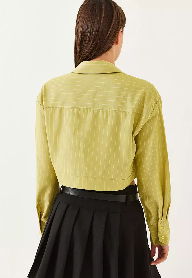 網上選購 Bianco Lucci Women's Asymmetrical Yoke Crop Shirt 4496 60251916 ...