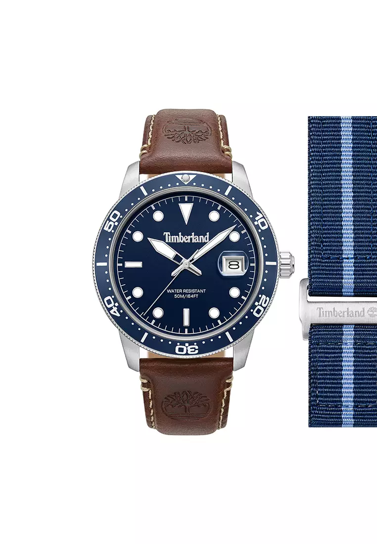 Buy Timberland Peatfield Interchangeable Strap Brown Leather Strap ...