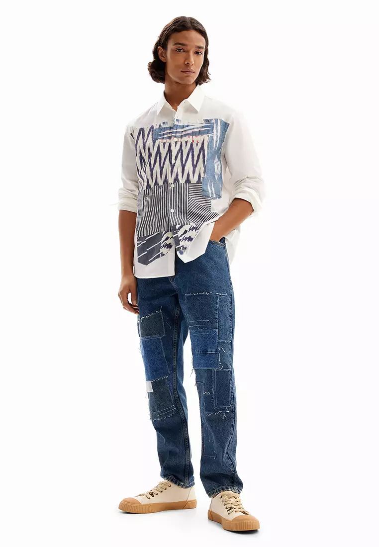 Buy Desigual Desigual Man Ikat patchwork shirt. Online | ZALORA Malaysia