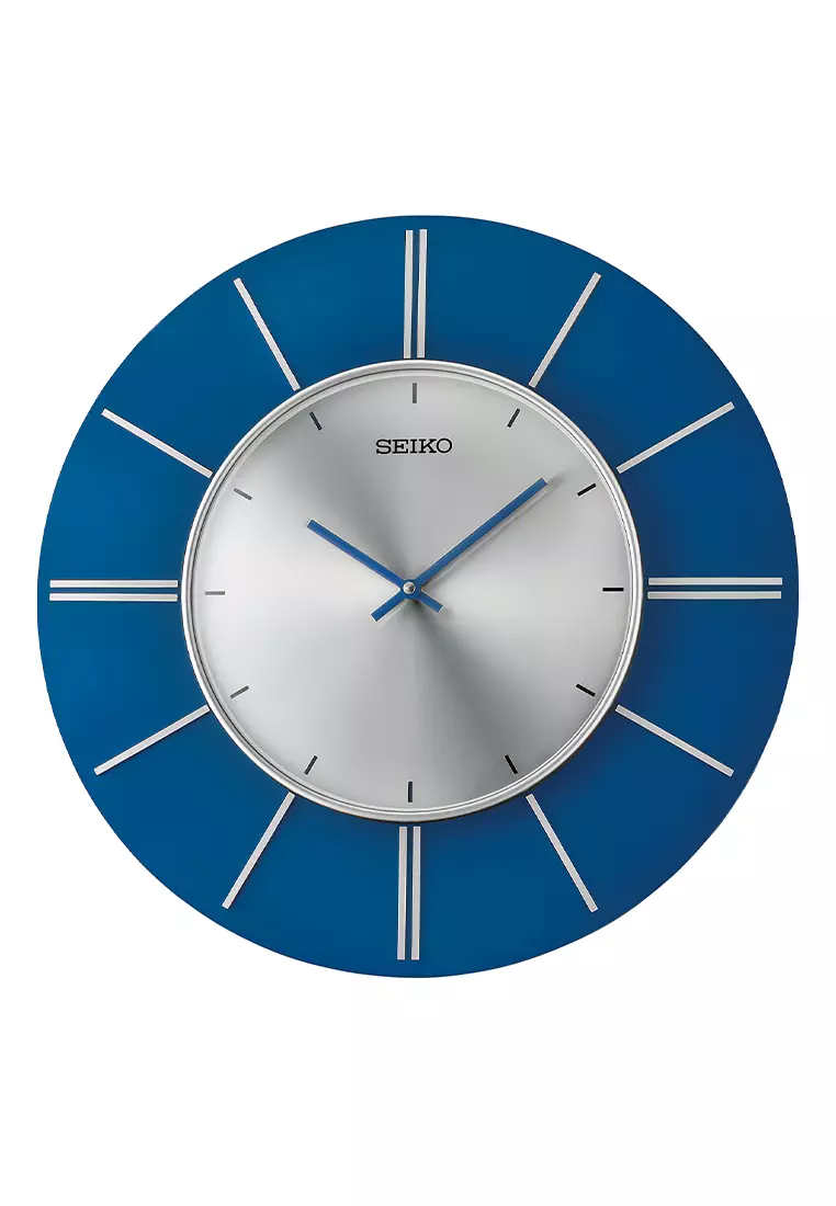 Jual Seiko SEIKO Analog Silver Aluminium Dial Blue Wooden Case Wall ...