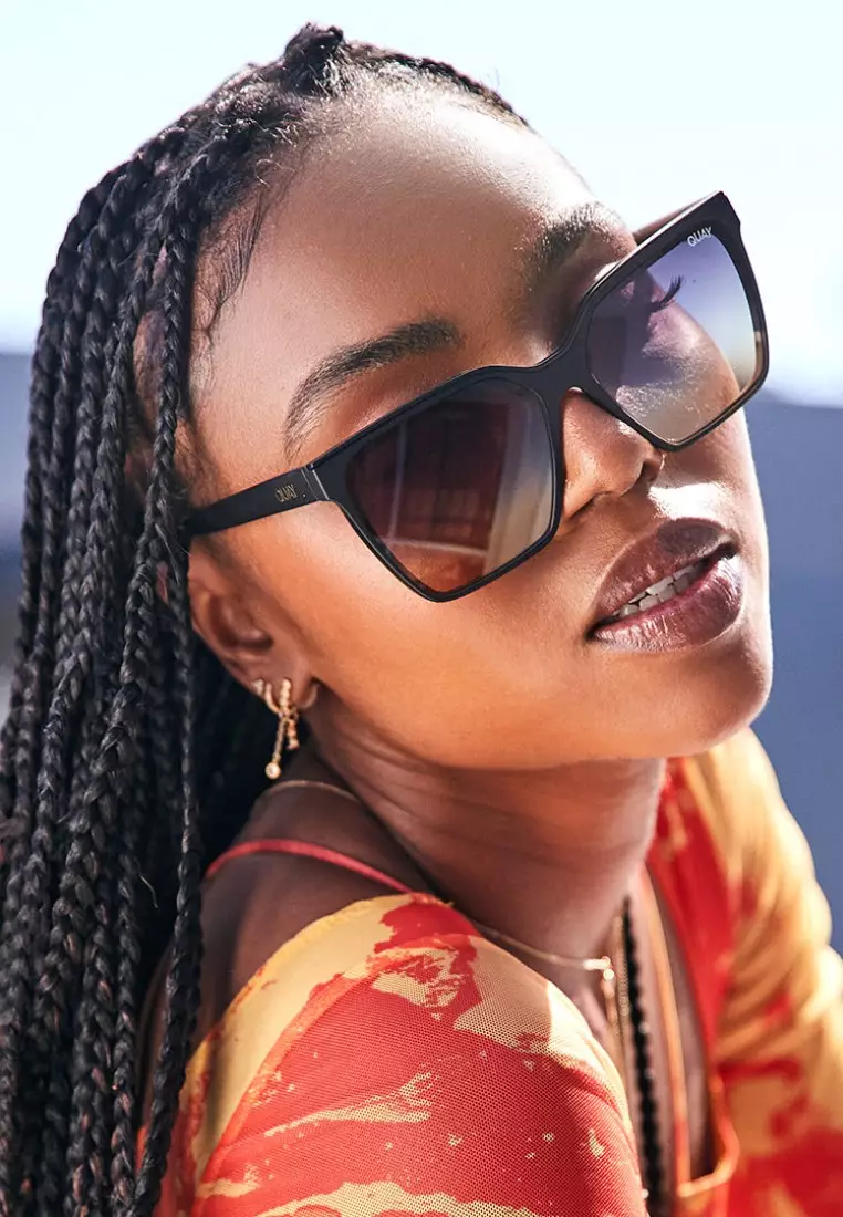 Buy QUAY Level Up Sunglasses - Matte Black/Black Gold 2025 Online | ZALORA