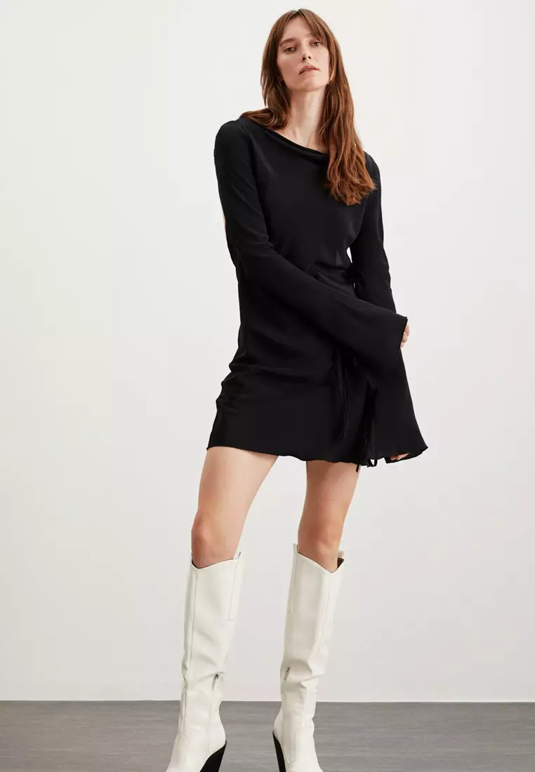 Buy GRIMELANGE Brandy Woven Waist Open Back Open Flare Sleeve Moroccan ...
