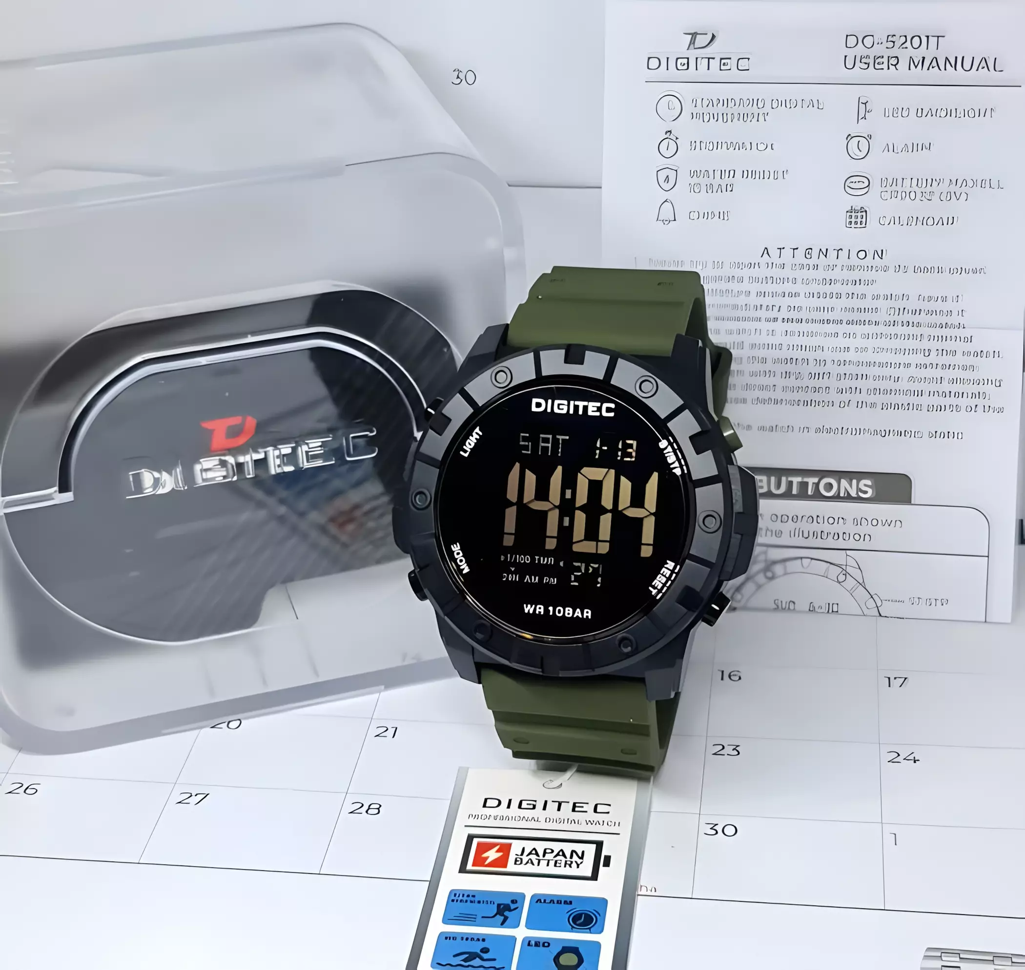 Jual Digitec Digitec - Jam Tangan Digital Pria - Black - Green Rubber ...
