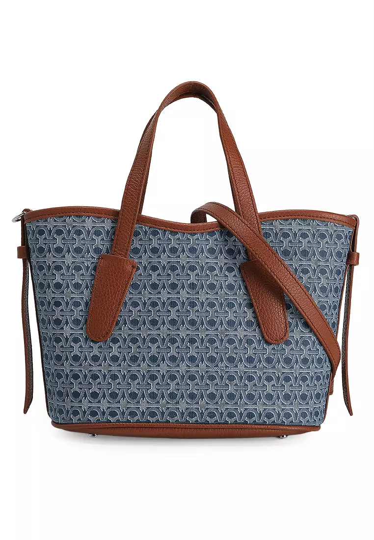 Buy Coccinelle Never Without Bag Denim Coated Monogram Small Tote Bag ...