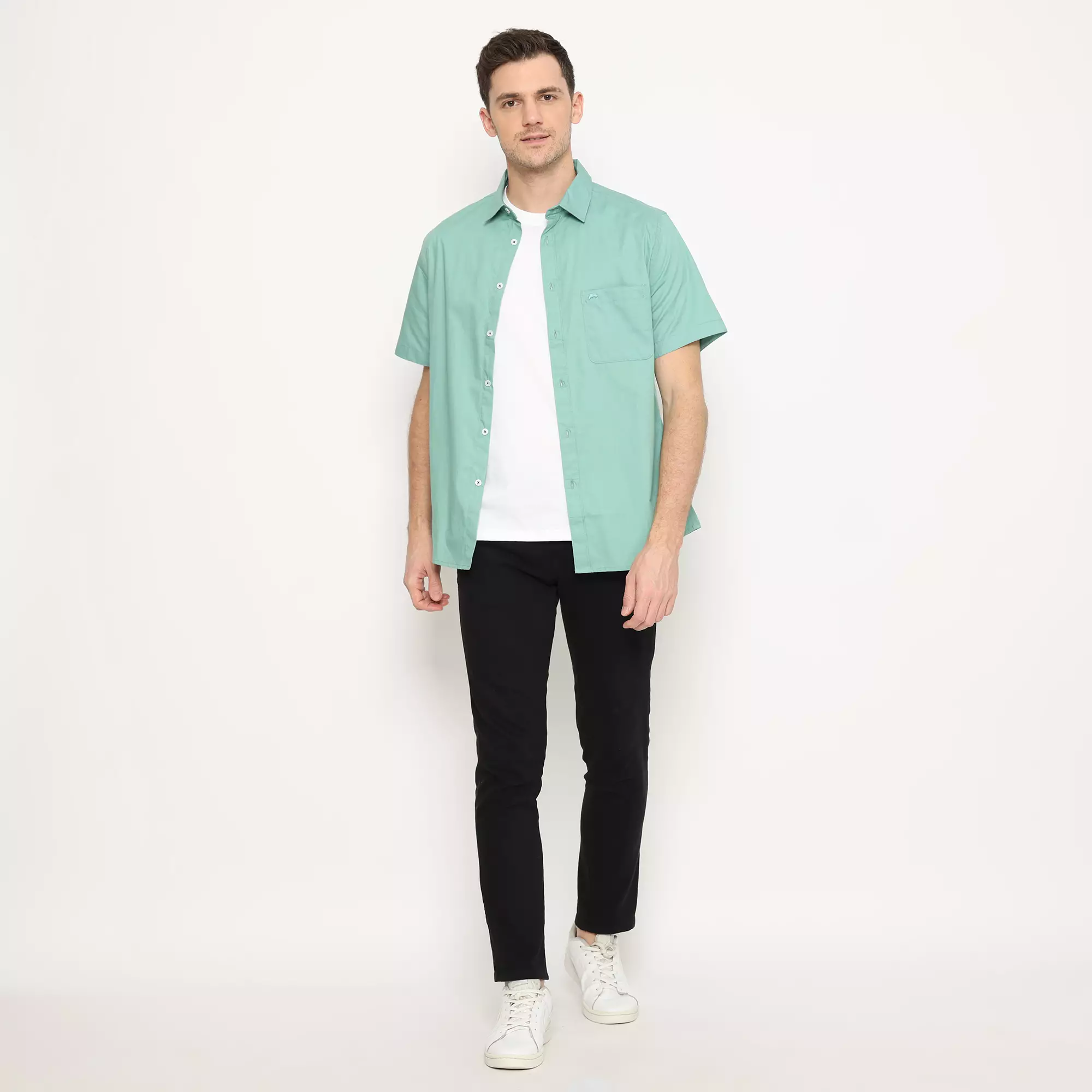 Jual Ricardo RICARDO Big Size Kemeja Pria Lengan Pendek Polos Hijau ...