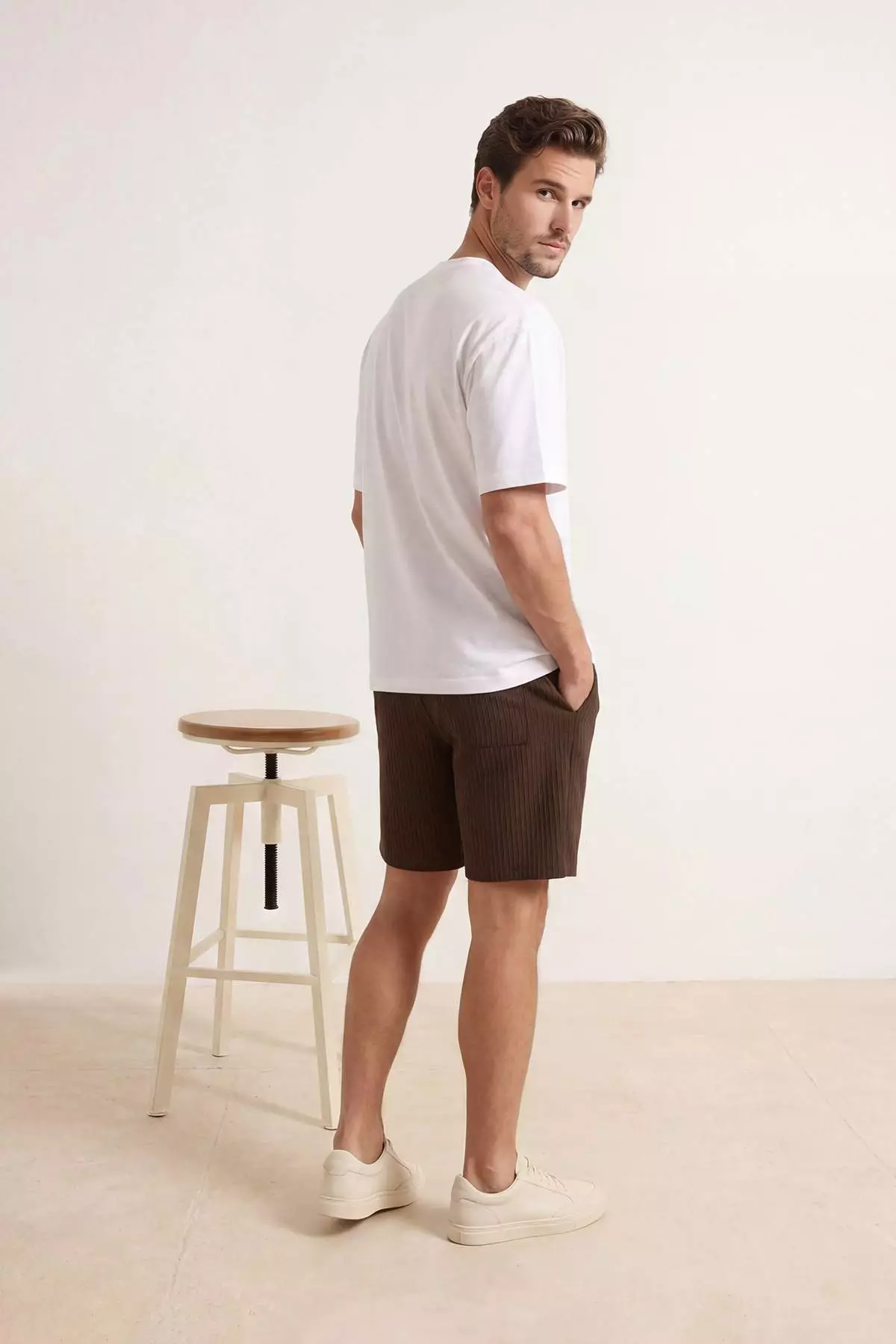 Buy Trendyol Brown Regular/Normal Cut Textured Wrinkled Shorts ...