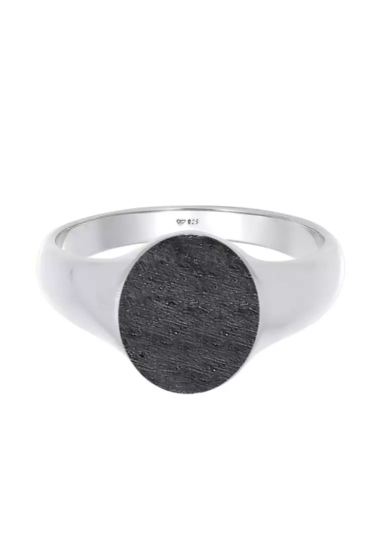 Buy Kuzzoi Men's Silver Oxidised Oval Signet Ring 2026 Online | ZALORA