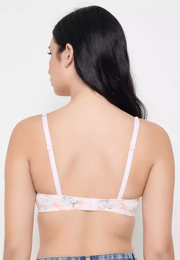 Buy Clovia Clovia Padded Non-wired Full Cup Floral Print T-shirt Bra in Light Pink 2025 Online ...