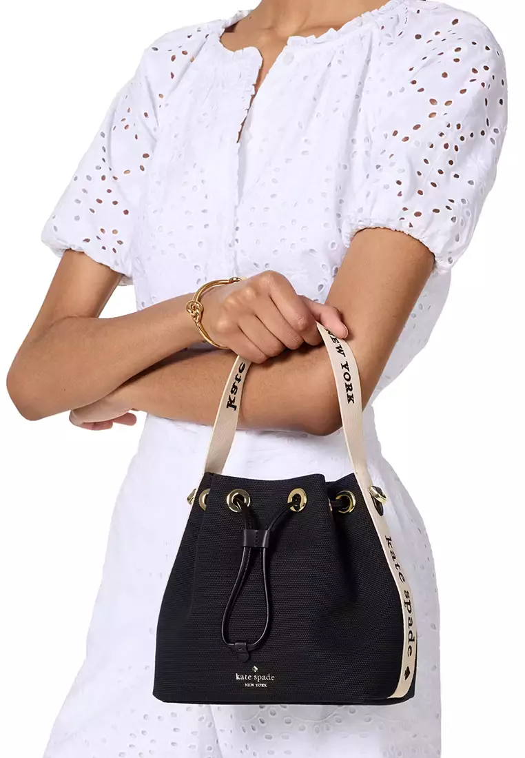 Buy Kate Spade Kip Canvas Bucket Bag - Black KL048 2025 Online | ZALORA