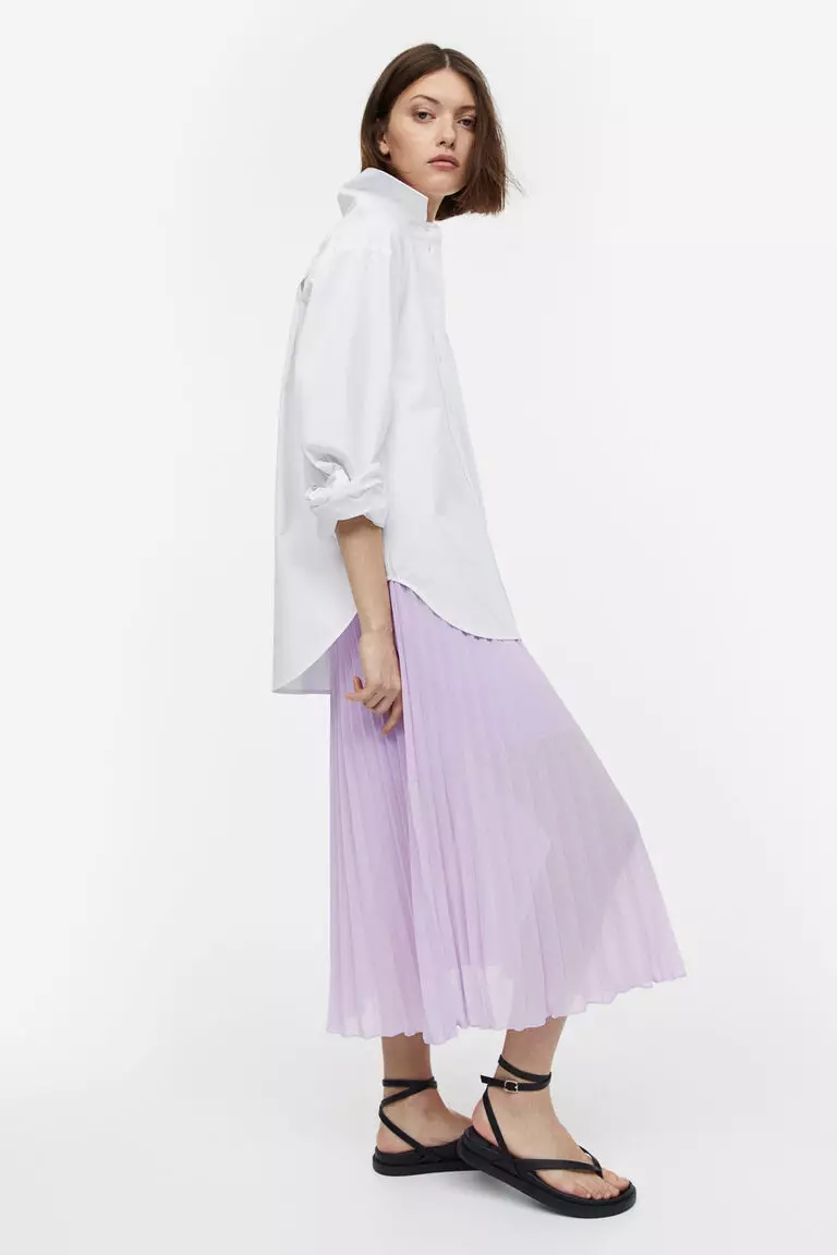 Jual H&M Pleated chiffon skirt Original 2025 | ZALORA Indonesia