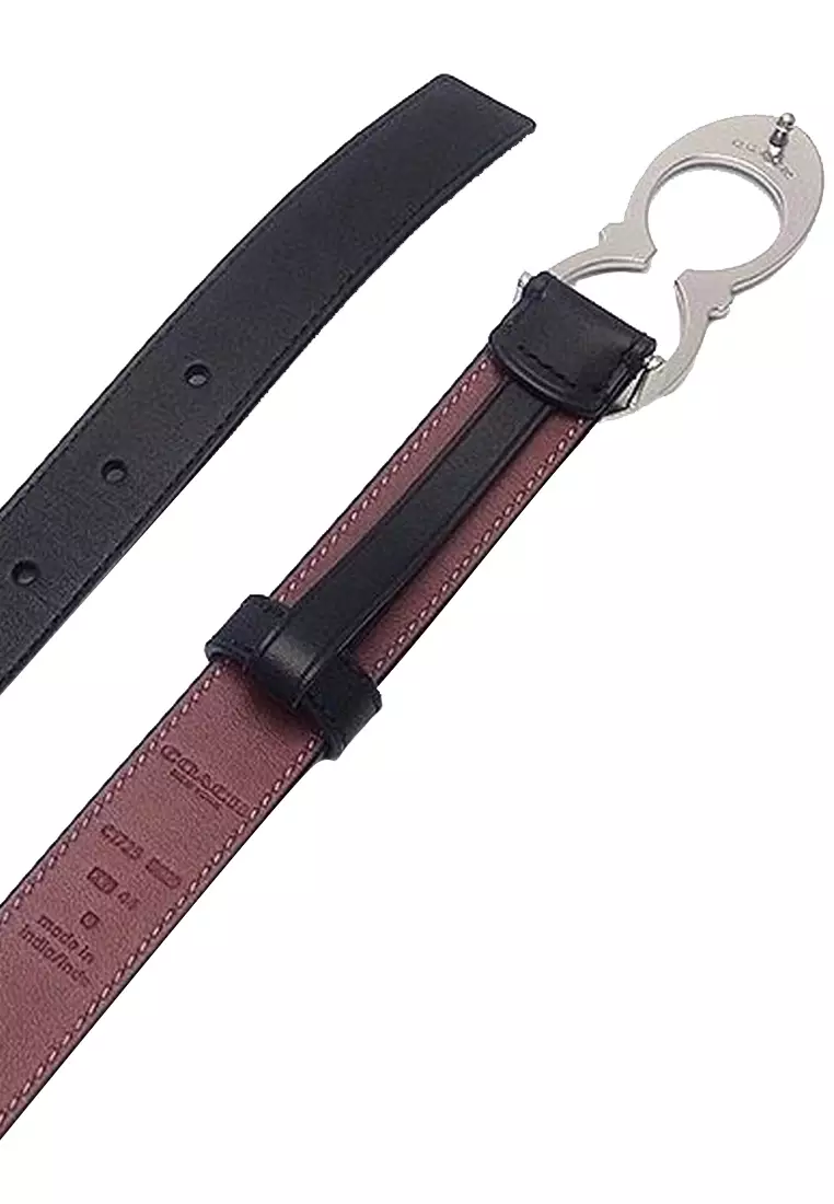 Buy Coach Signature Buckle Belt, 25 Mm in Black Wine/ Silver C1725 (M ...