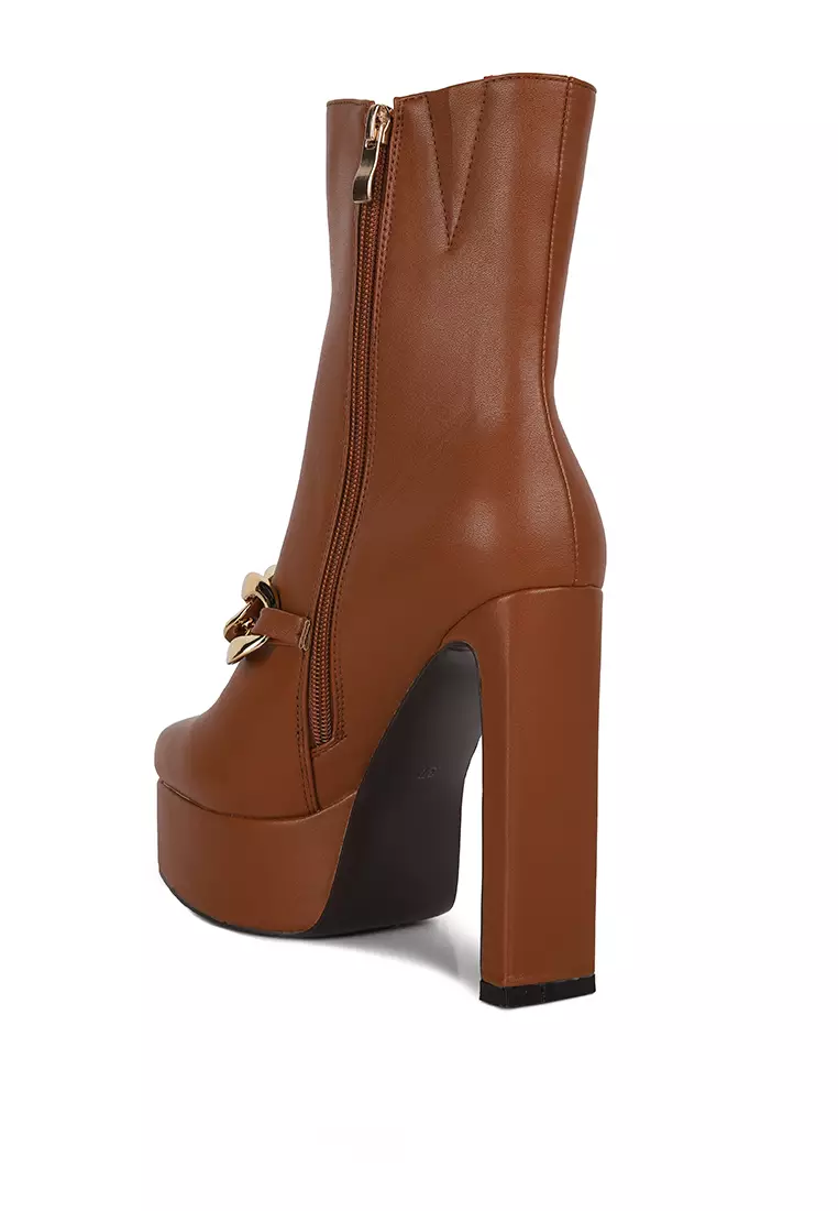 London Rag Tan High Platform Ankle Boots 2024 | Buy London Rag Online ...