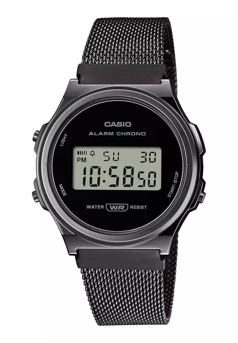 Casio Casio Digital Stainless Steel Mesh Watch (A171WEMB-1A) 2024 | Buy ...