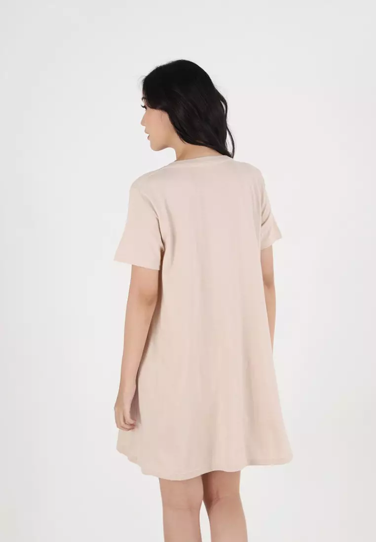 Jual Sorabel Sorabel - Dynamite Basic Dress Plain Tunic Midi Cream ...