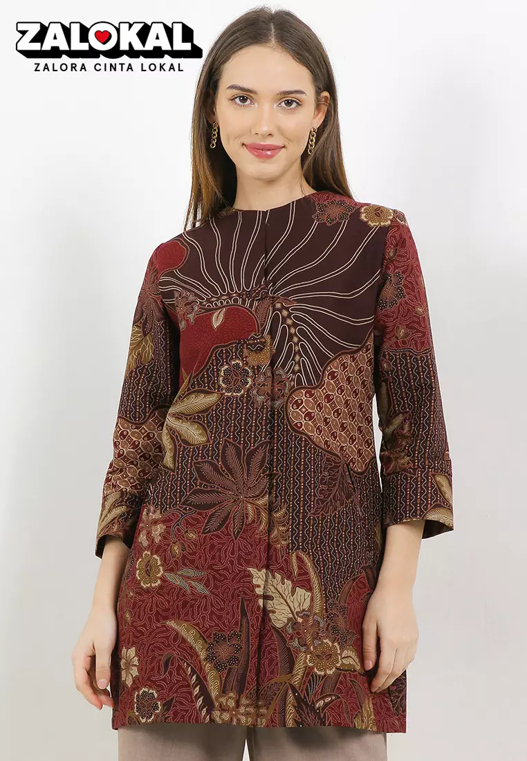 Jual Batik Talenta Exclusive BATIK TALENTA EXCLUSIVE batik wanita blous BUNGA PARCA RED 02 ...