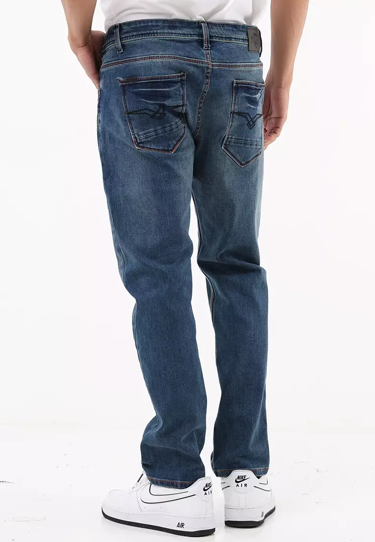 Buy Freego Mens Denim Long Slim Tapered Fit Stretch Jeans 2025 Online ...