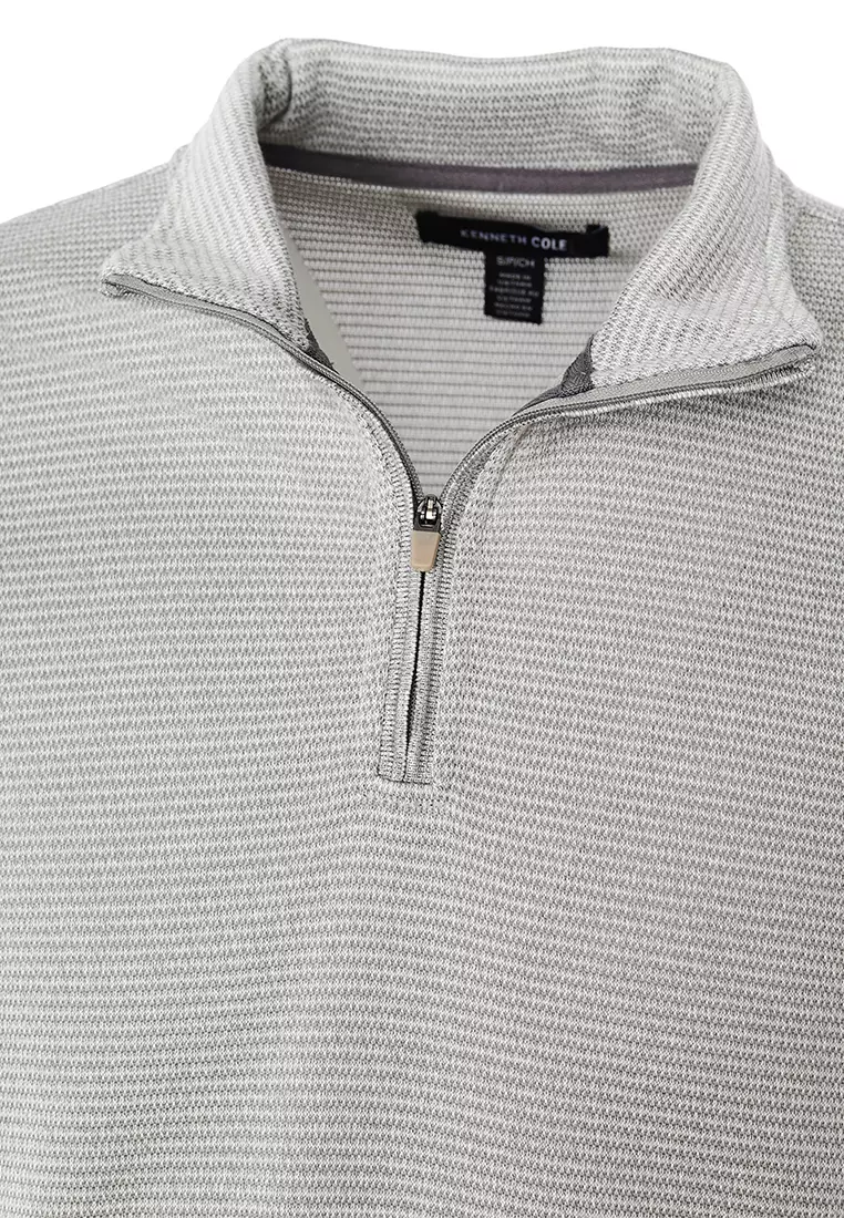Buy Kenneth Cole Quarter Zip-Up With Rib Detail 2024 Online | ZALORA ...