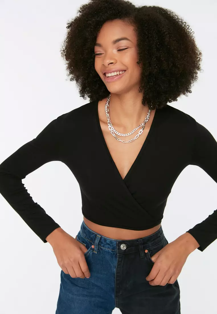 Buy Trendyol Tie Crossover Crop Top 2025 Online | ZALORA Philippines