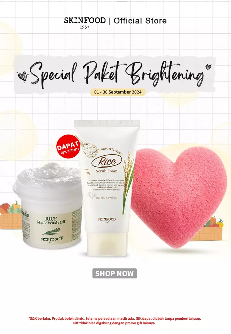 Jual SkinFood [ SPECIAL PAKET BRIGHTENING B ] 1pc Rice Daily Brightening Scrub Foam + 1pc Rice ...
