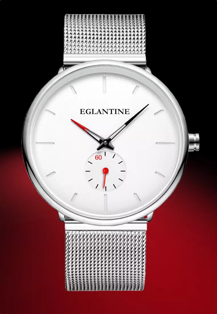 Buy EGLANTINE Paname II 40mm Unisex Quartz Watch White Dial and Red ...