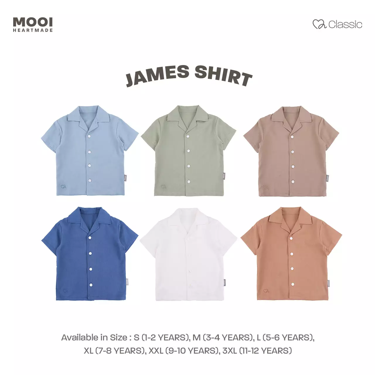 Jual Mooi Heartmade Mooi Kemeja Anak Laki-laki James Shirt - White ...