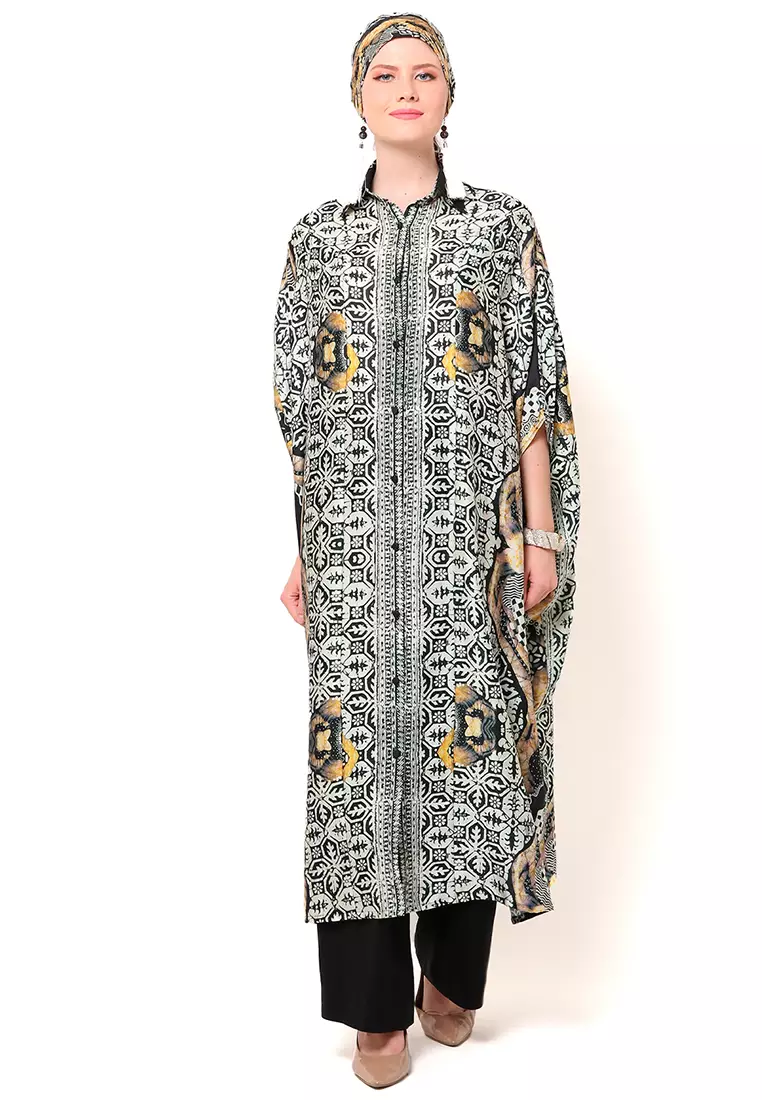 Buy Kanzi by liza yahya Kanzi Collared Batik Kaftan Online | ZALORA ...