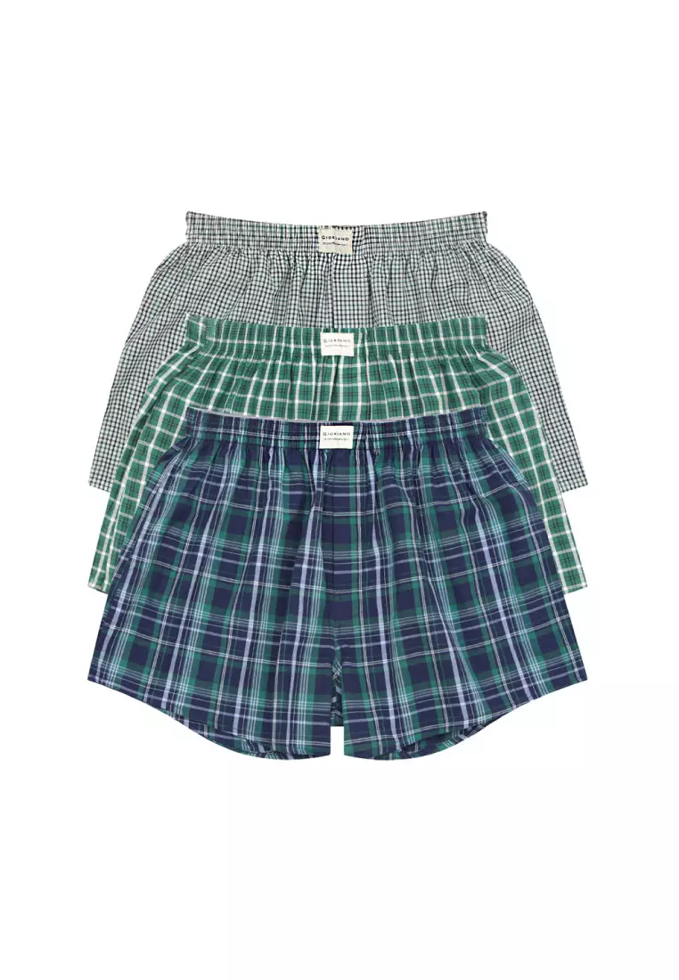 Buy GIORDANO Men's Cotton Boxers (3-Pieces) 01174119 Online | ZALORA ...