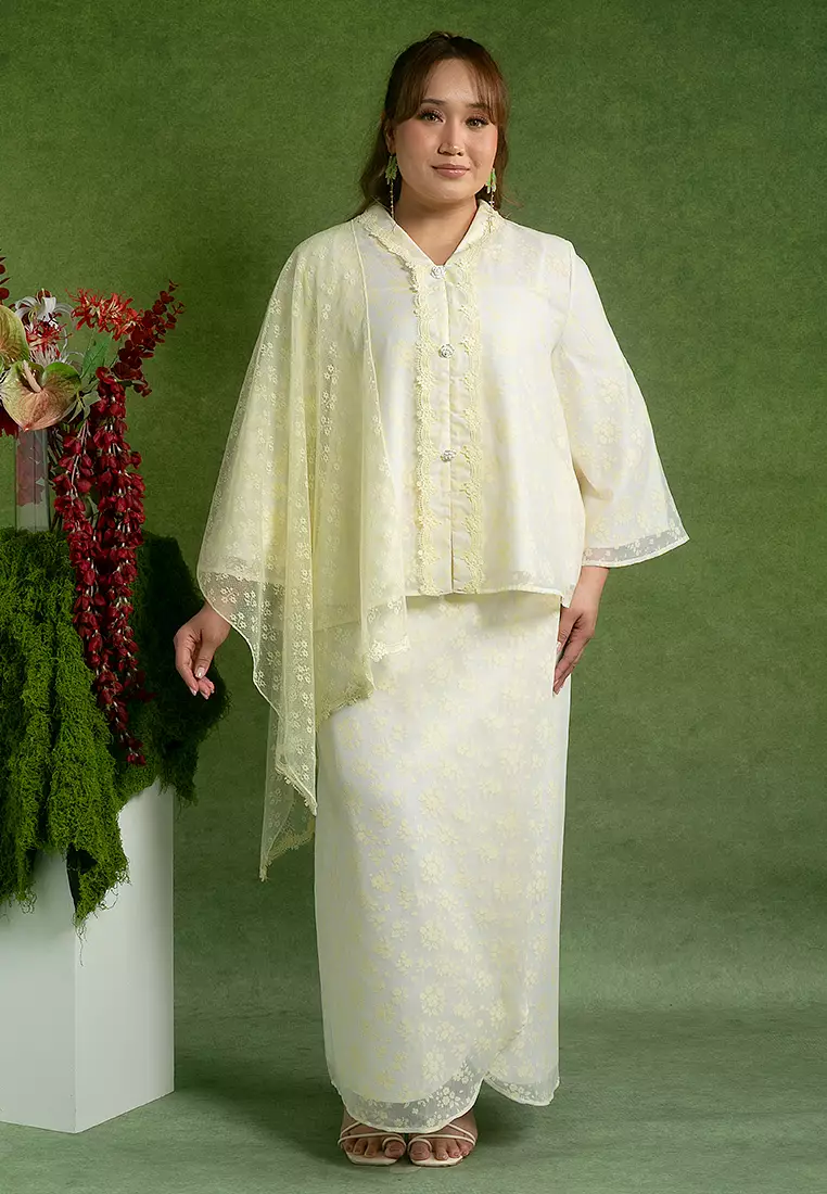 Buy Lubna Laila Plus size Kebaya with Shawl Online | ZALORA Malaysia