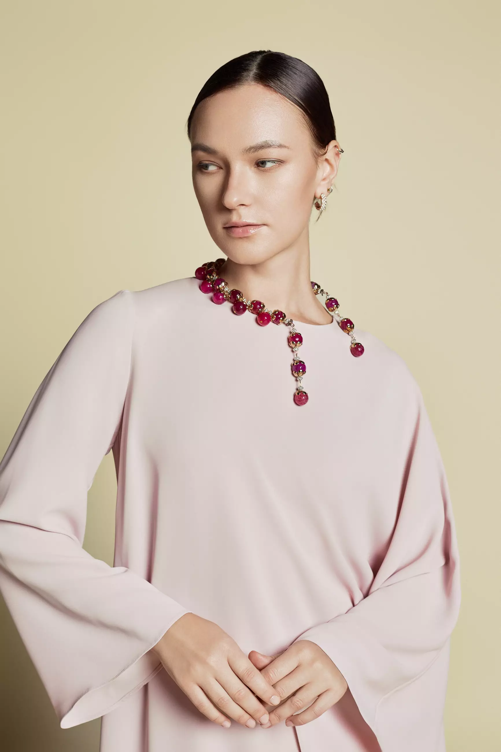 Jual Demure & Co DEMURE&CO - Asymmetrical Kaftan in Crepe de Chine Baby ...