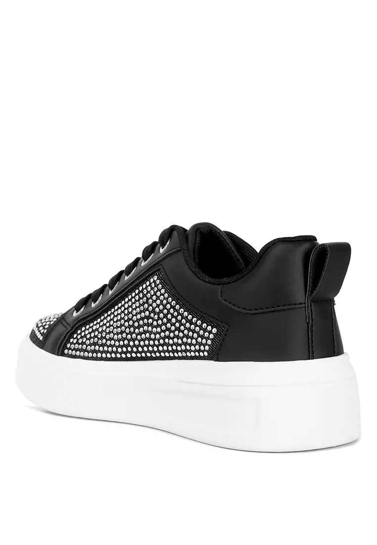 Buy London Rag Black Rhinestones Embellished Chunky Sneakers 2025 ...