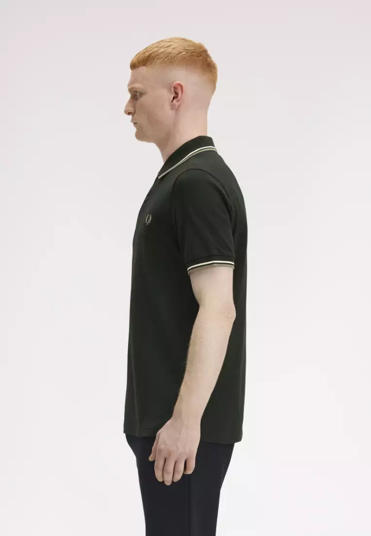 Buy Fred Perry Fred Perry M3600 Twin Tipped Fred Perry Shirt (Night Green / Light Ecru / Olive ...