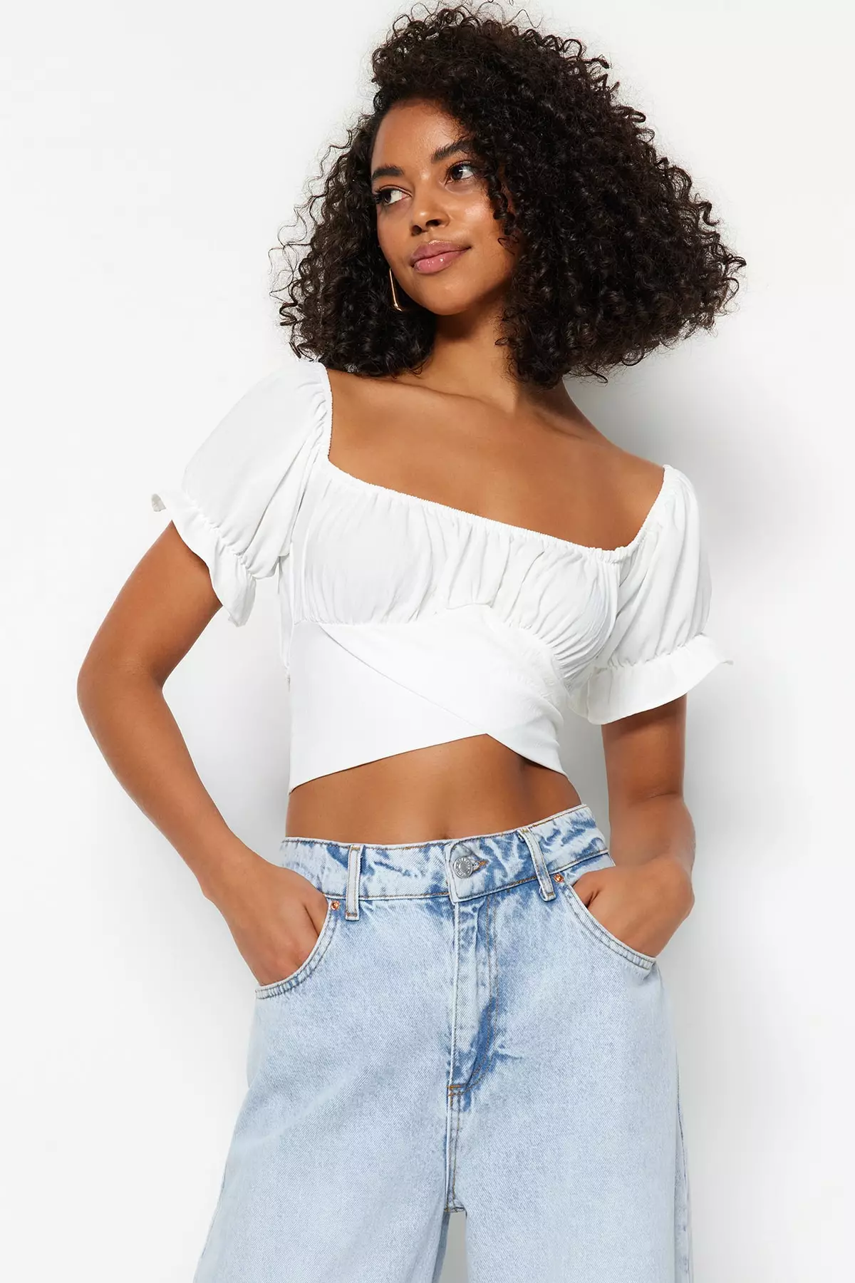 Buy Trendyol Cropped Crossover Top Online | ZALORA Malaysia