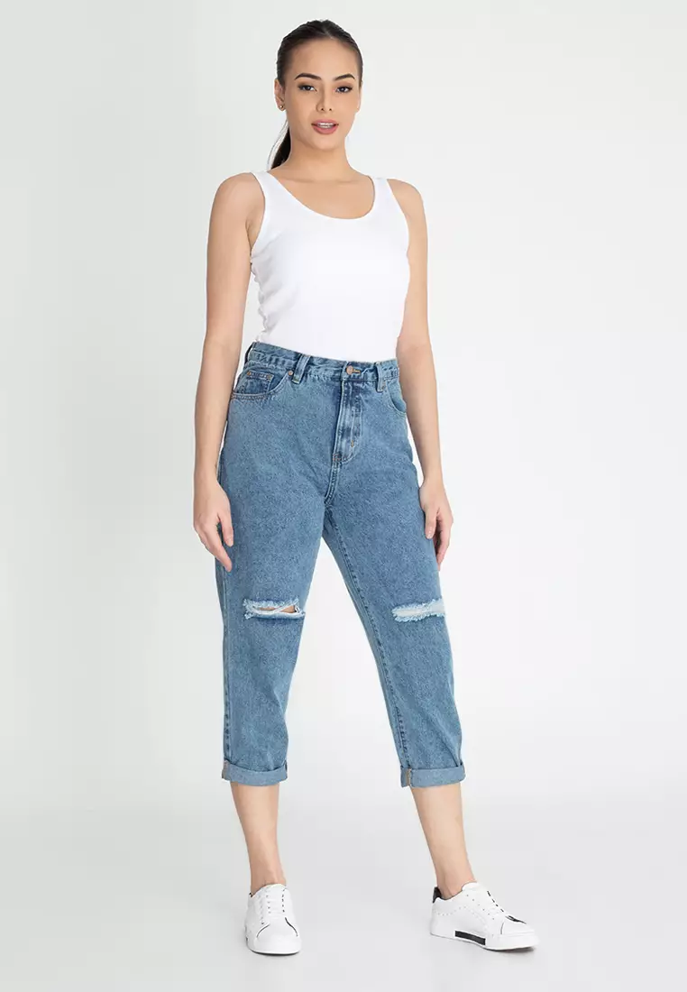 Buy NEXT High Rise Cut-Out Mom Jeans 2024 Online | ZALORA Philippines
