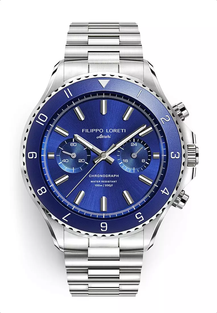 Buy Filippo Loreti Unisex Stainless Steel Ascari Deep Blue Steel Link ...