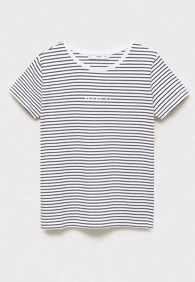 Jual Mango Striped Logo T-Shirt Original 2025 | ZALORA Indonesia