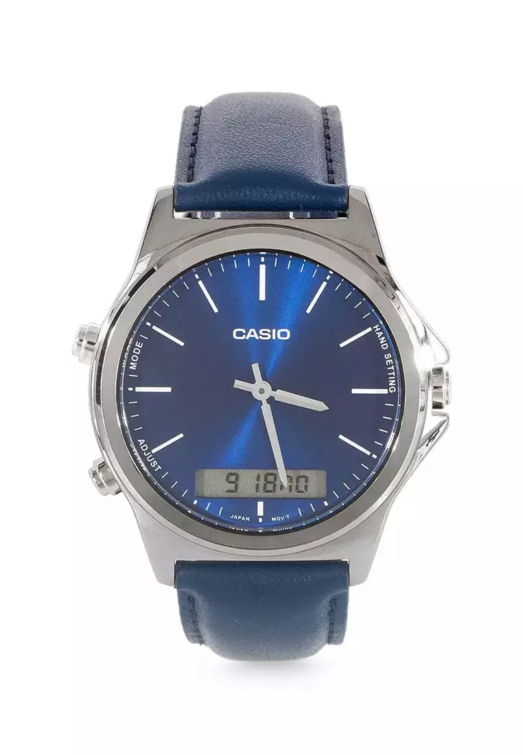 Jual Casio Casio Jam Tangan Pria - Blue Silver - Leather Strap - MTP-VC01L-2EUDF Original 2025 ...