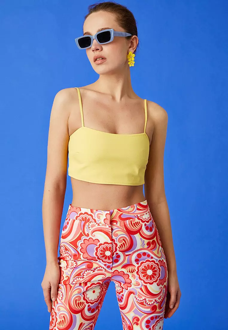 Buy KOTON Thin Straps Square Neck Top Online | ZALORA Malaysia