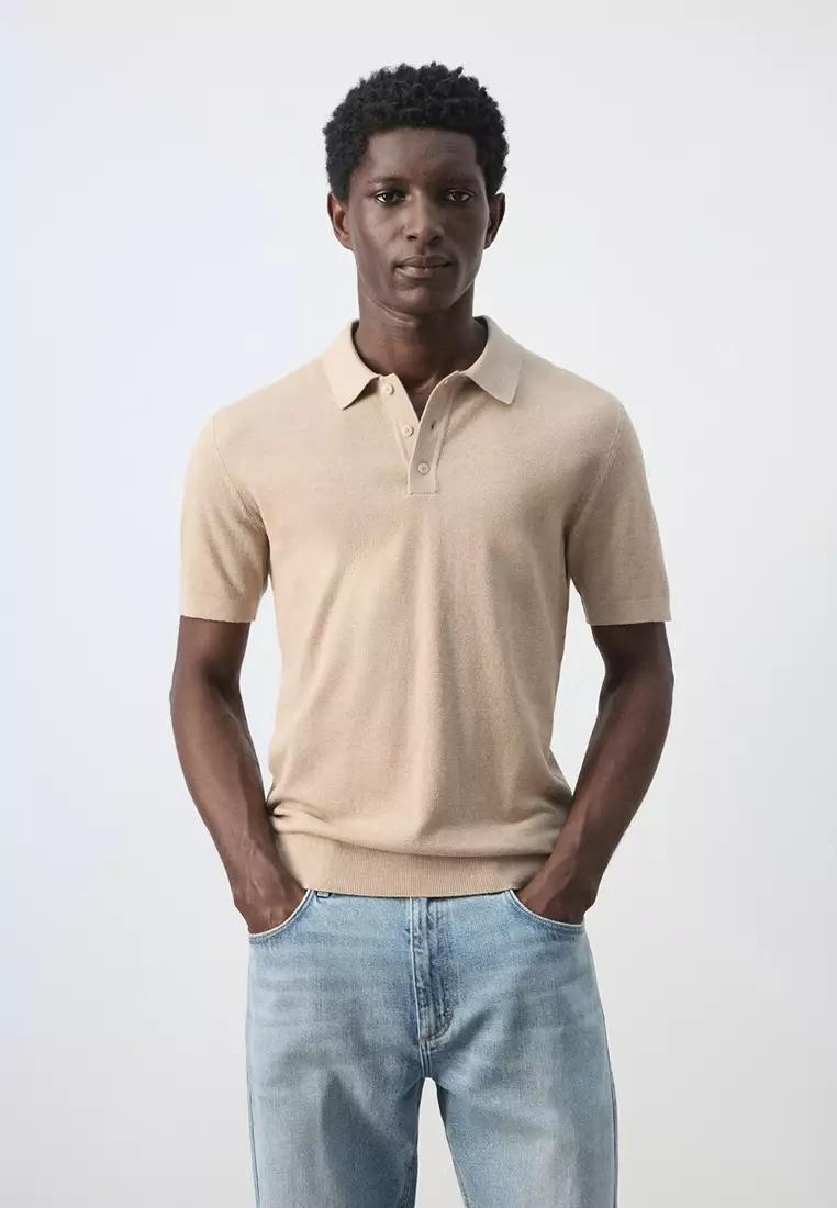 Buy MANGO Man Fine Knit Polo Shirt With Microstructure Online | ZALORA ...