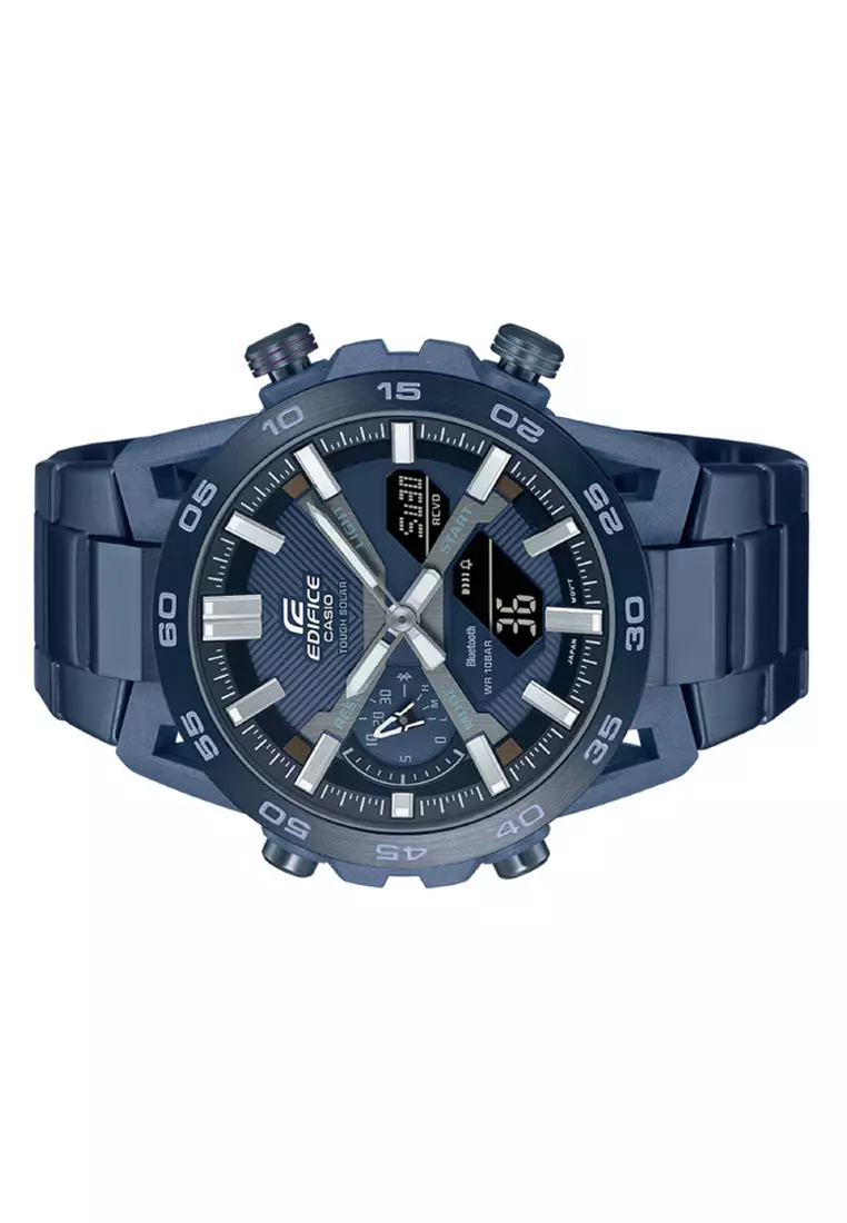 Buy CASIO Edifice "Cool Blue" Digital Analog Bluetooth Solar Watch ECB ...