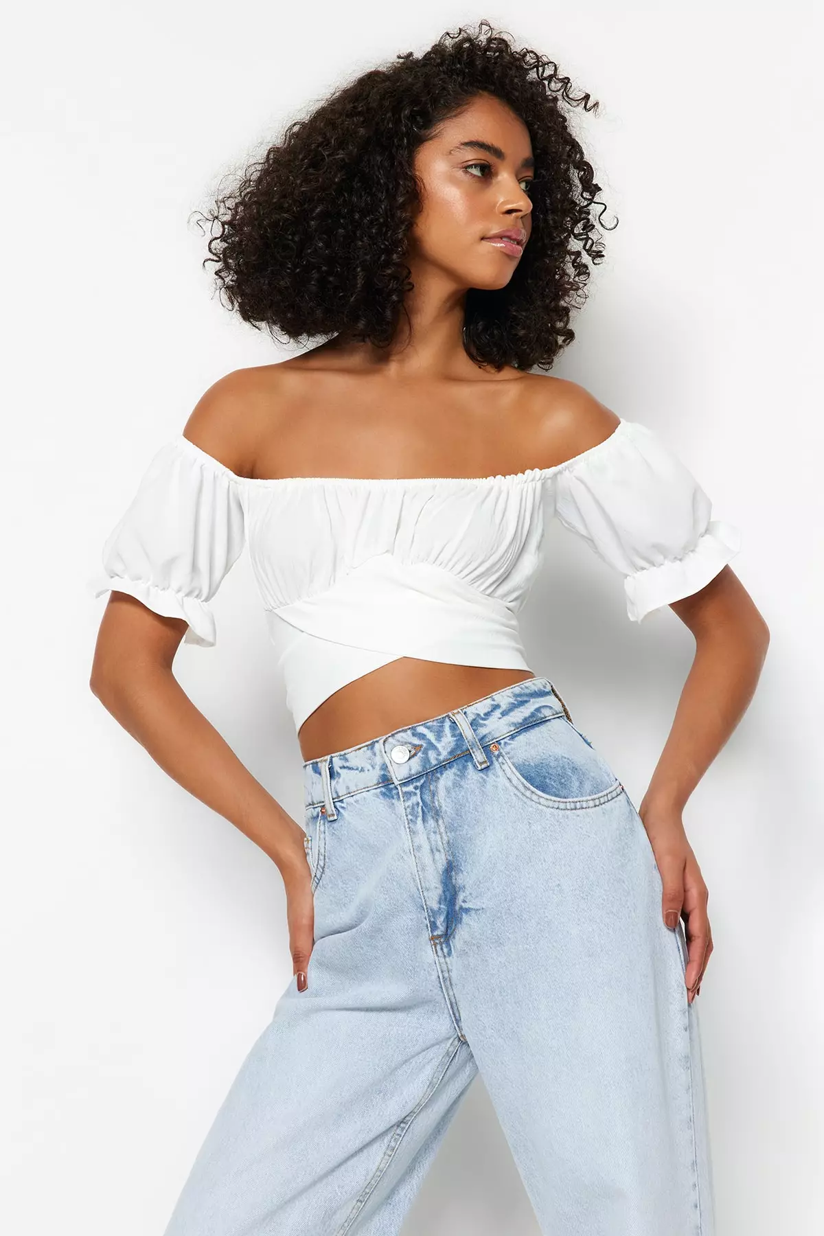 Buy Trendyol Cropped Crossover Top Online | ZALORA Malaysia