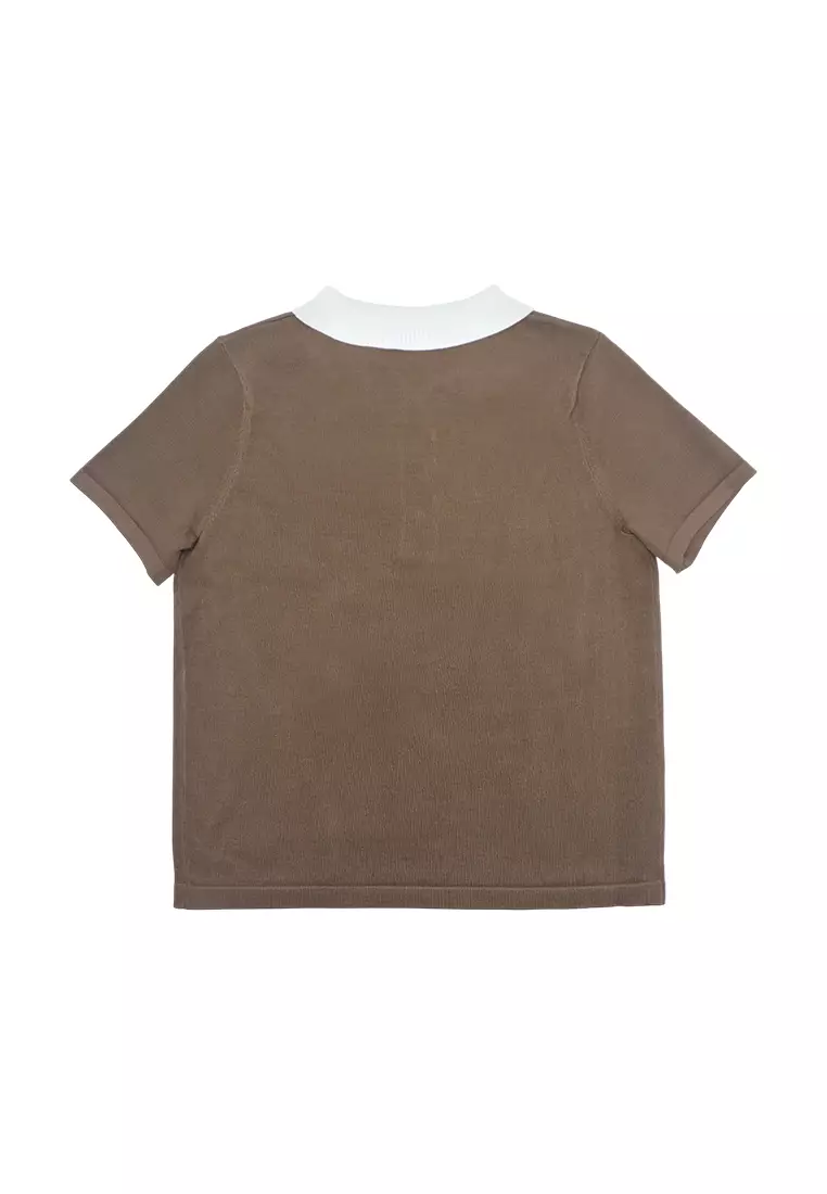 Buy POP Shop Ladie's Contrast Half-Placket Polo Shirt - Sepia 2026 ...