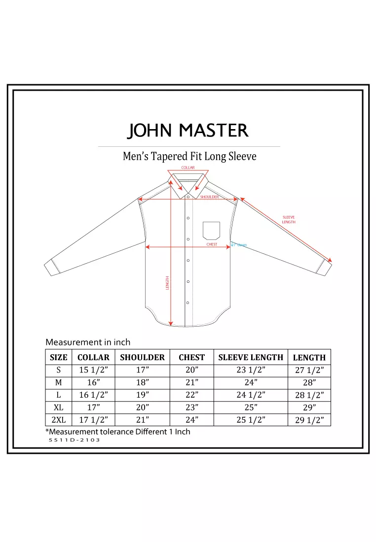 Buy JOHN MASTER John Master - Men’s Tapered Fit Cotton Check Long ...