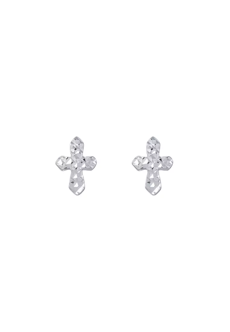 線上選購 TOMEI TOMEI Mini Cross Earrings, White Gold 585 | ZALORA 台灣